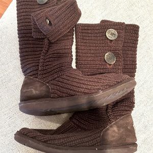 UGG | Shoes | Ugg Classic Brown Knit Cardi Boots Size 8 | Poshmark